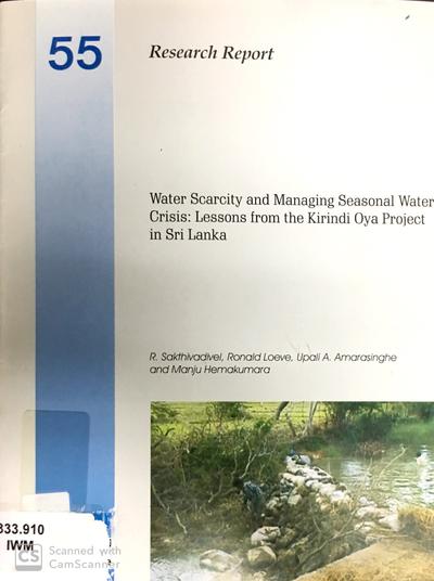 Water Scarcity and Managing Seasonal Water Crisis: Lessons from the ...