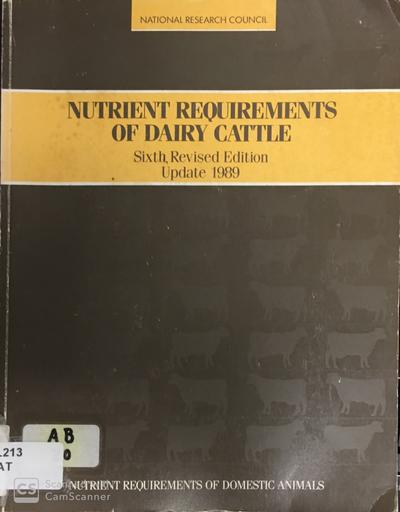 Nutrient Requirements of Dairy Cattle | ECHOcommunity.org