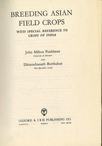 Breeding Asian field crops: With special reference to crops of India ...