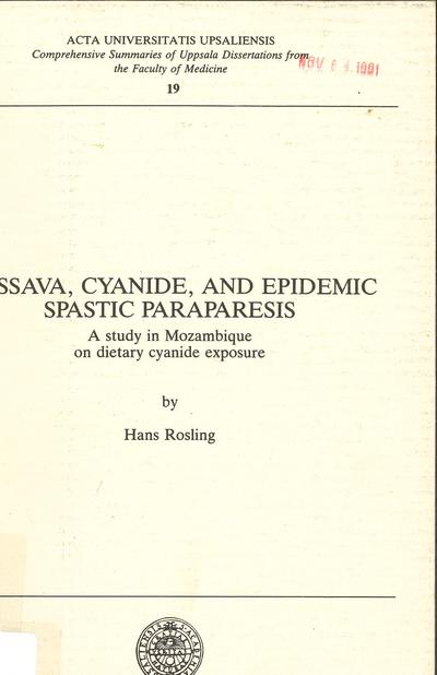 Cassava, Cyanide, and Epidemic Spastic Paraparesis: A Study in ...