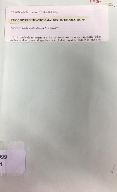 Crop Diversification Matrix: Introduction | ECHOcommunity.org