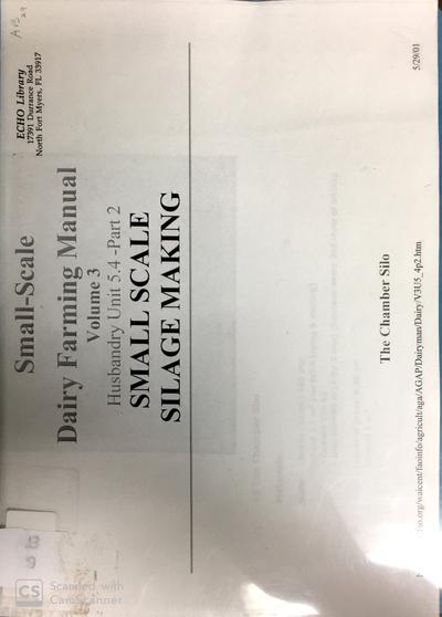 Small Scale Silage Making: Small-Scale Dairy Farming Manual ...