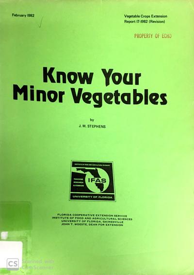 Know Your Minor Vegetables | ECHOcommunity.org