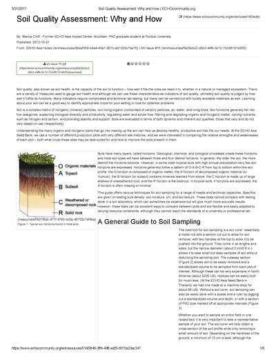 Soil Quality Assessment: Why and How | ECHOcommunity.org