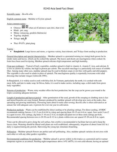 ECHO Asia Seed Fact Sheets | ECHOcommunity.org
