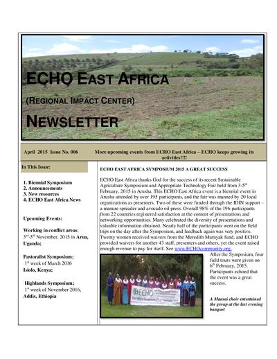 ECHO East Africa Newsletter Issue 6 | ECHOcommunity.org