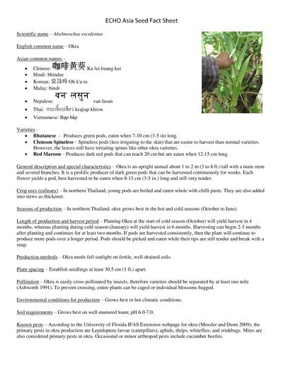 ECHO Asia Seed Fact Sheets | ECHOcommunity.org