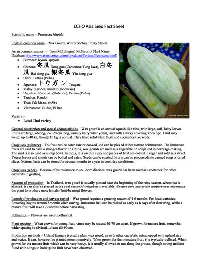 ECHO Asia Seed Fact Sheets | ECHOcommunity.org